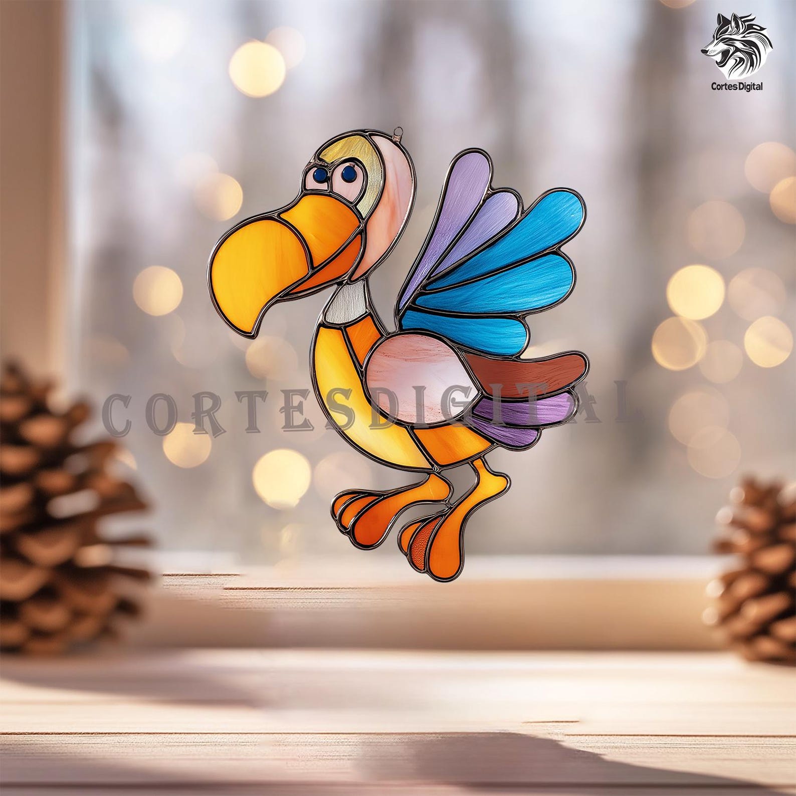 Cute Dodo Bird Stained Glass Pattern, Cartoon Animal Suncatcher ...