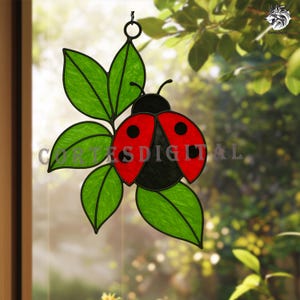 Ladybug Stained Glass Pattern PDF • Leaf Bug Suncatcher Template • DIY ...