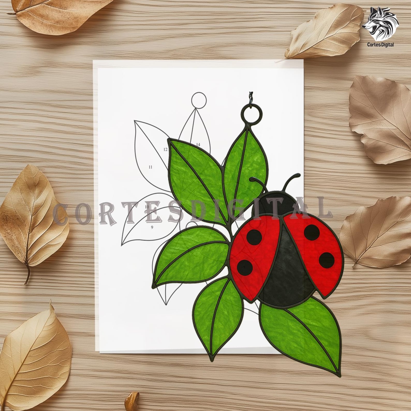 Ladybug Stained Glass Pattern PDF • Leaf Bug Suncatcher Template • DIY ...