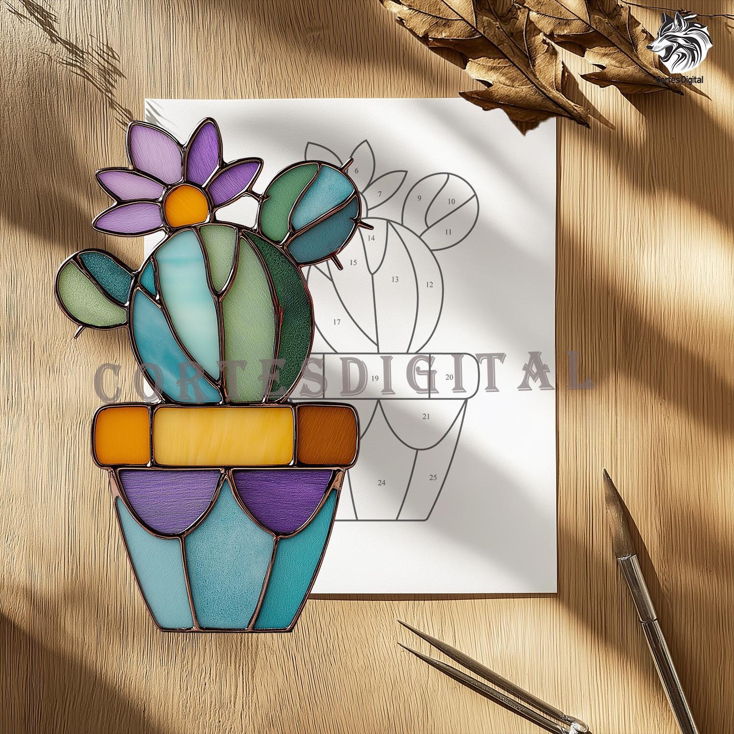 Sally-inspired Cactus Pot Stained Glass Pattern – DIY Halloween ...