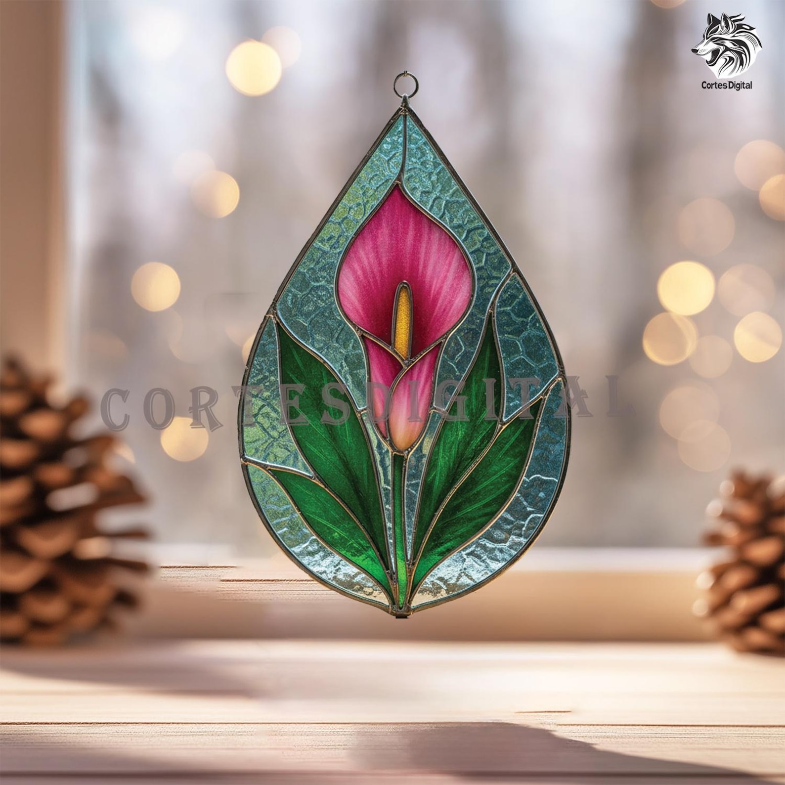 Calla Lily Stained Glass Pattern, Floral Teardrop Suncatcher Template ...