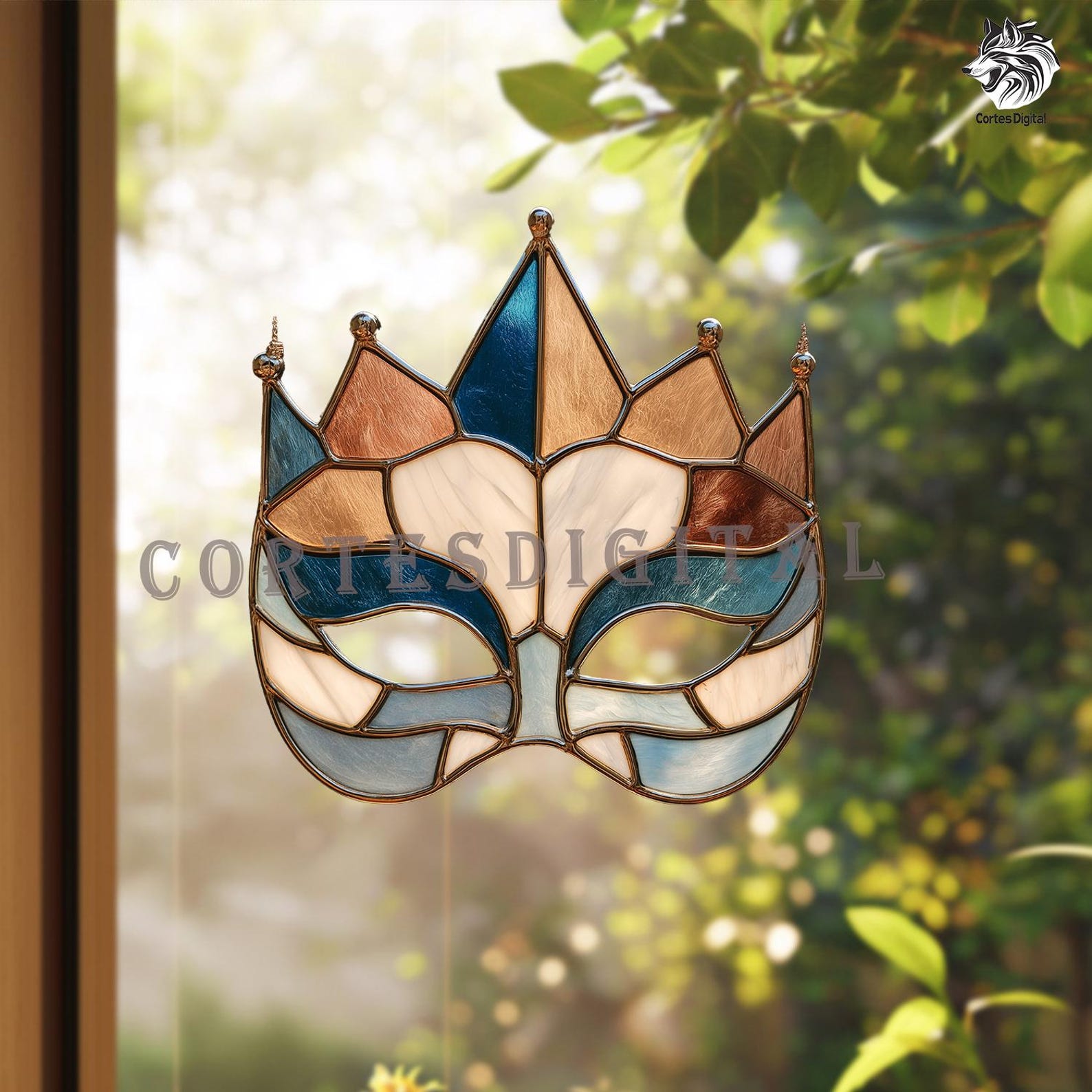 Crown Masquerade Mask Stained Glass Pattern, Elegant Beginner ...