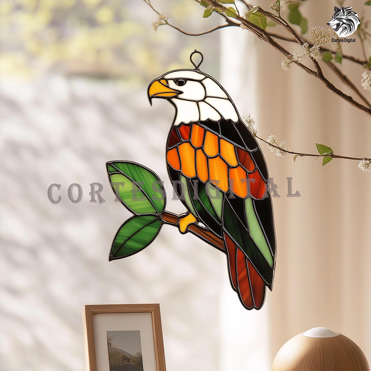 BI32 Bald Eagle Stained Glass Pattern, Bird Suncatcher Template PDF SVG ...