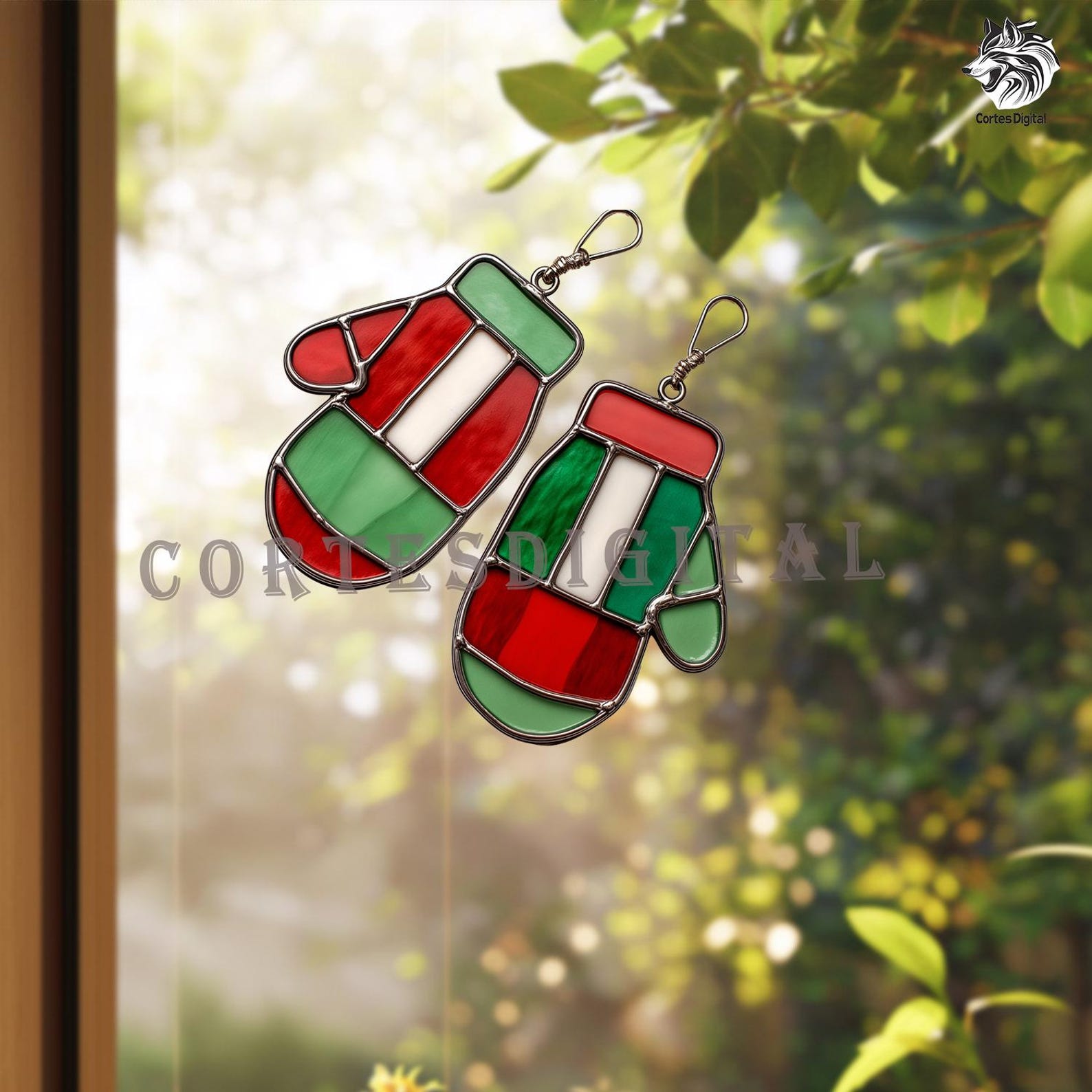 Christmas Mitten Stained Glass Pattern, Holiday Ornament Template PDF ...