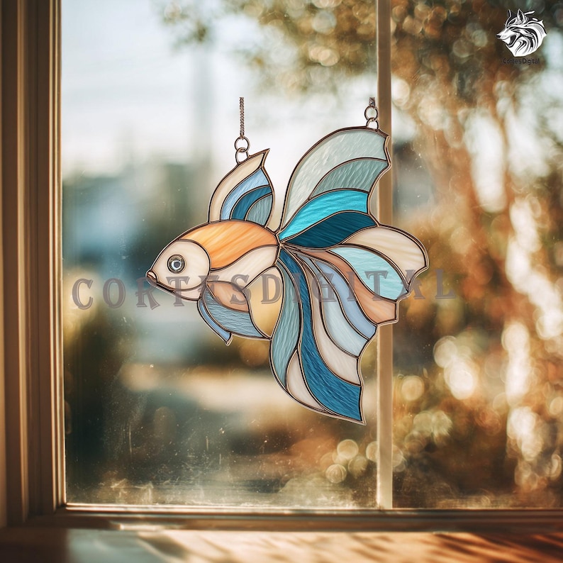 Betta Fish Stained Glass Pattern PDF, Tropical Freshwater Fish ...