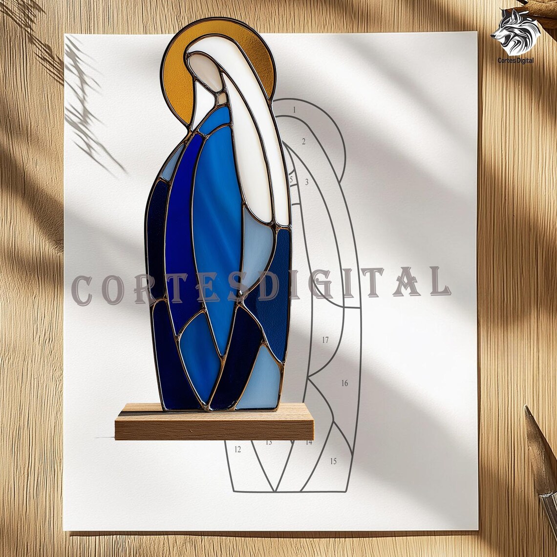 Virgin Mary Stained Glass Pattern, Marian Suncatcher Template, DIY ...