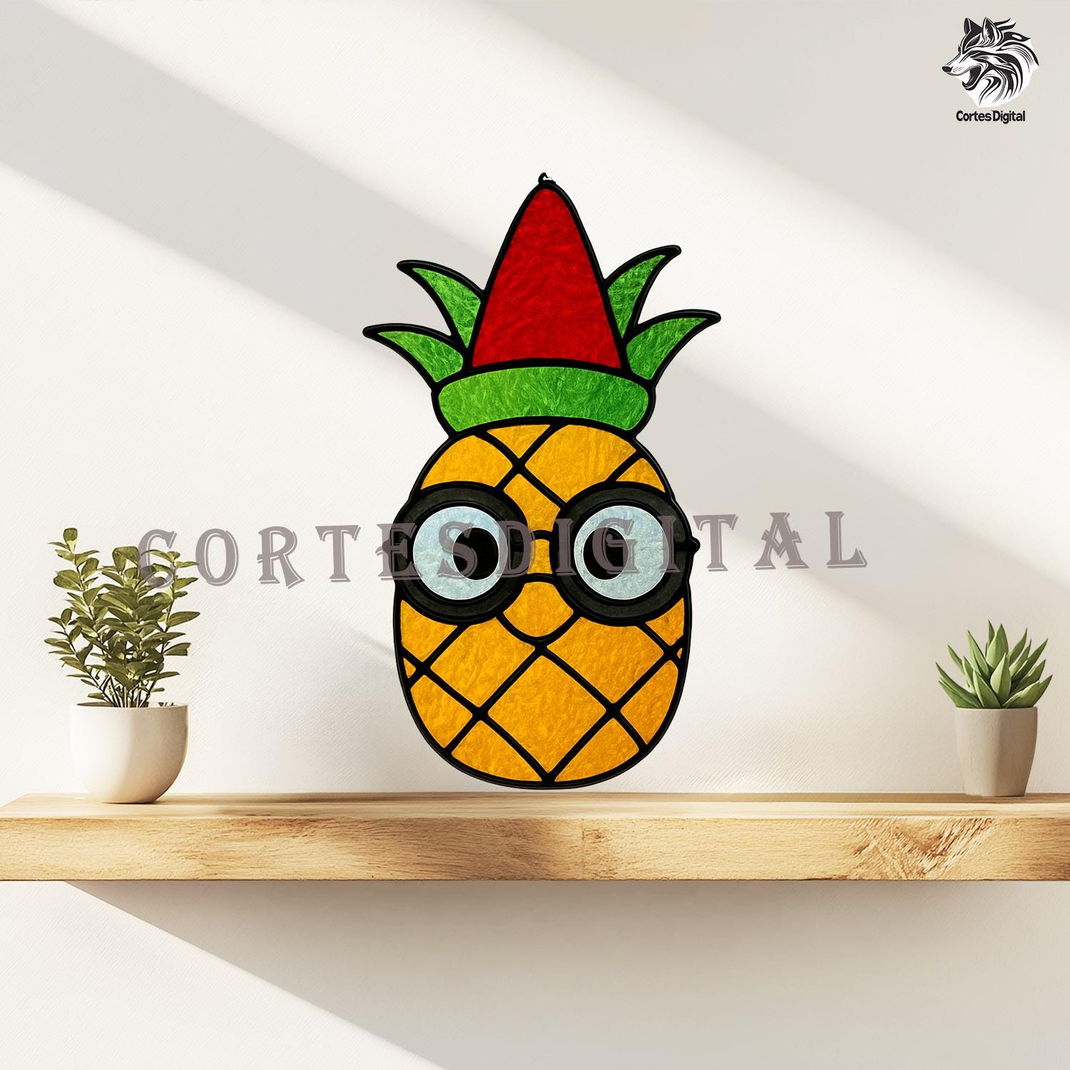 Pineapple Stained Glass Pattern – Fruit Suncatcher Template, DIY Window ...