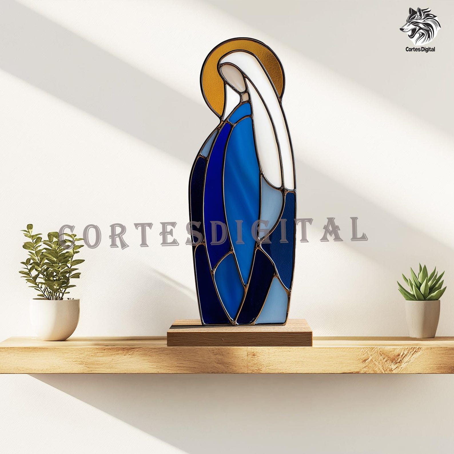 Virgin Mary Stained Glass Pattern, Marian Suncatcher Template, DIY ...