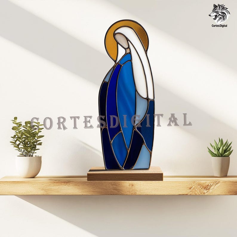 Virgin Mary Stained Glass Pattern, Marian Suncatcher Template, DIY ...