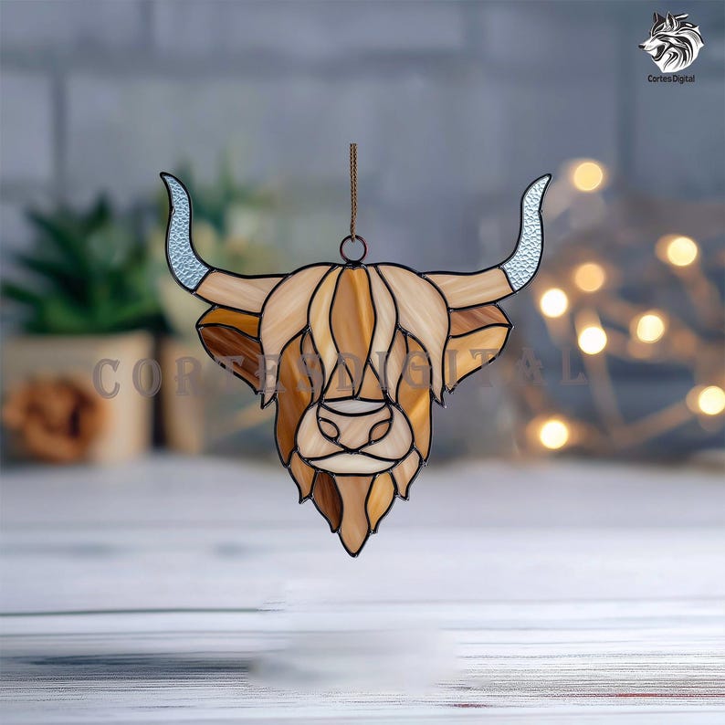 Highland Cow Stained Glass Pattern PDF, Bull Suncatcher Template ...