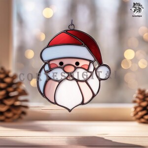 Santa Claus Stained Glass Pattern, Christmas Suncatcher Template ...
