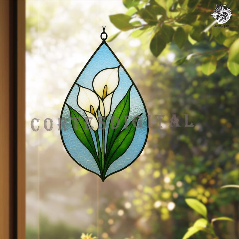 Calla Lily Flower Teardrop Panel Stained Glass Pattern – White Lily ...