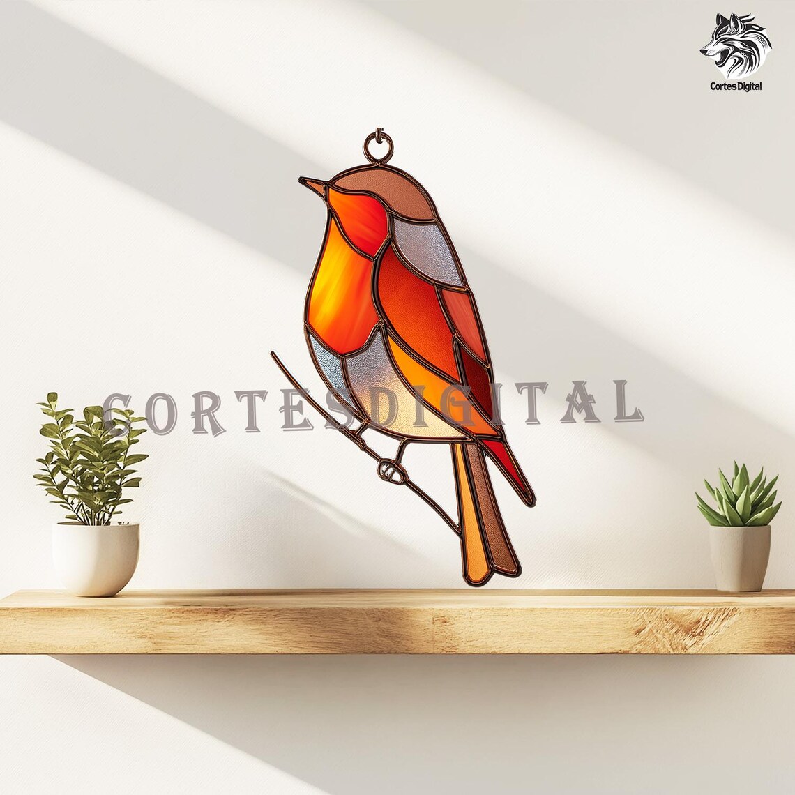 BI80- European Robin Stained Glass Pattern, Bird Suncatcher Template ...