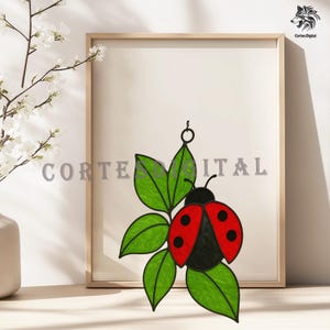 Ladybug Stained Glass Pattern PDF • Leaf Bug Suncatcher Template • DIY ...