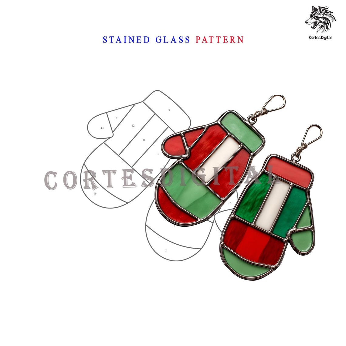 Christmas Mitten Stained Glass Pattern, Holiday Ornament Template PDF ...