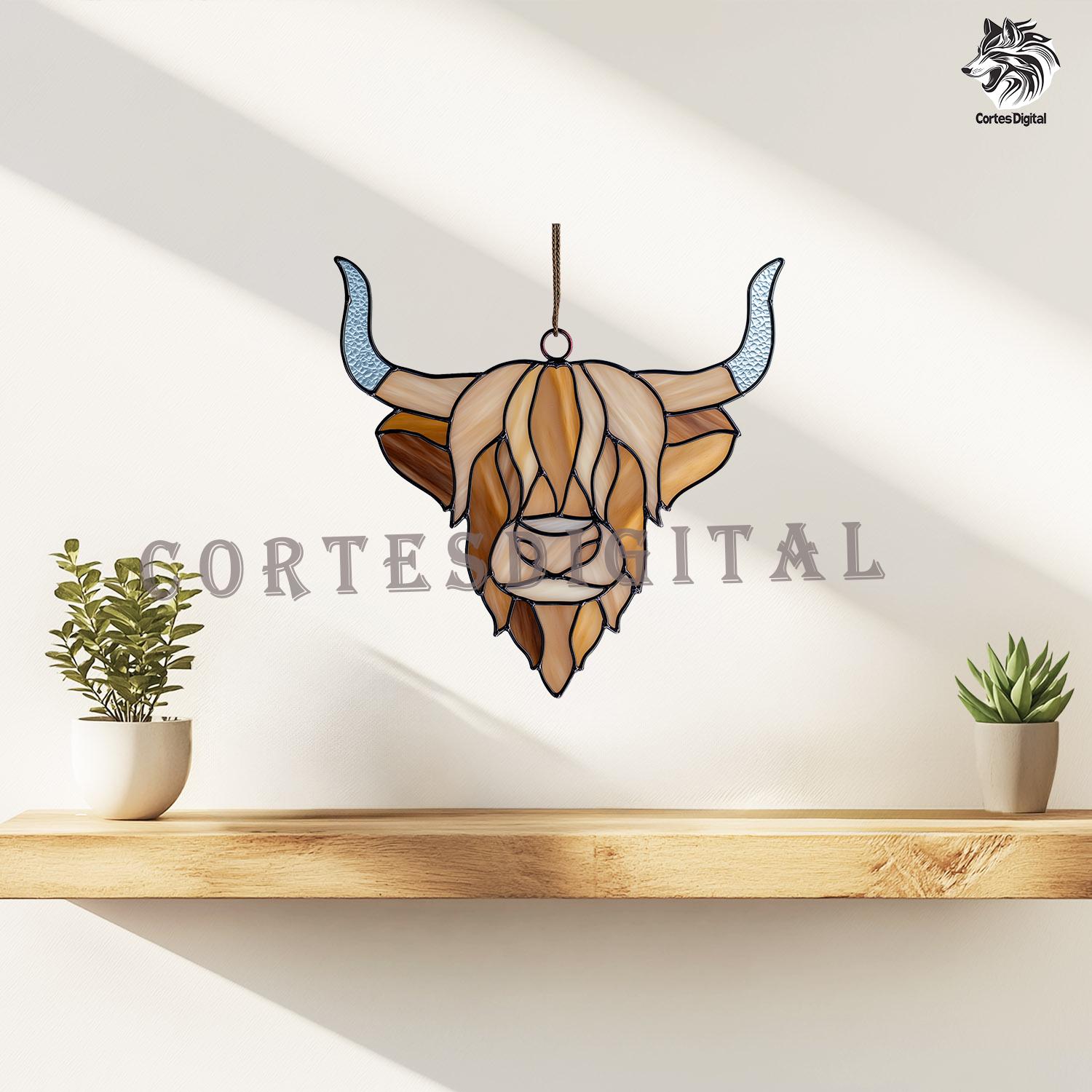 Highland Cow Stained Glass Pattern PDF, Bull Suncatcher Template ...