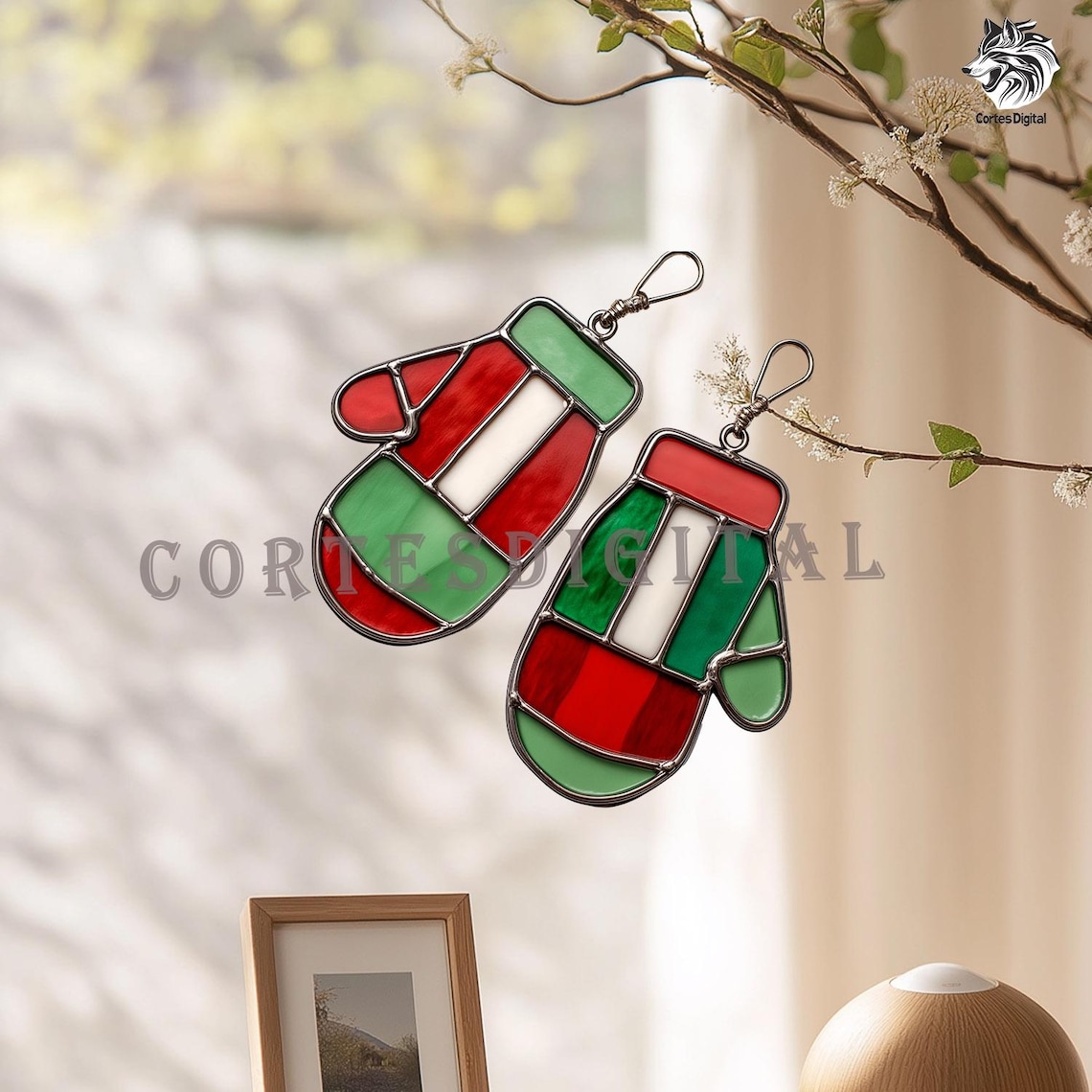 Christmas Mitten Stained Glass Pattern, Holiday Ornament Template PDF ...