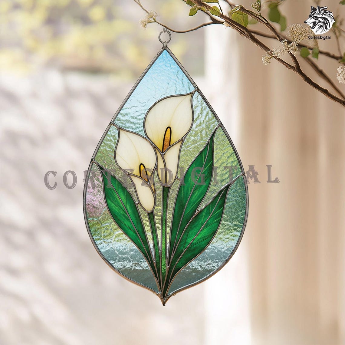 Calla Lily Stained Glass Pattern, Teardrop Suncatcher Template (PDF SVG ...