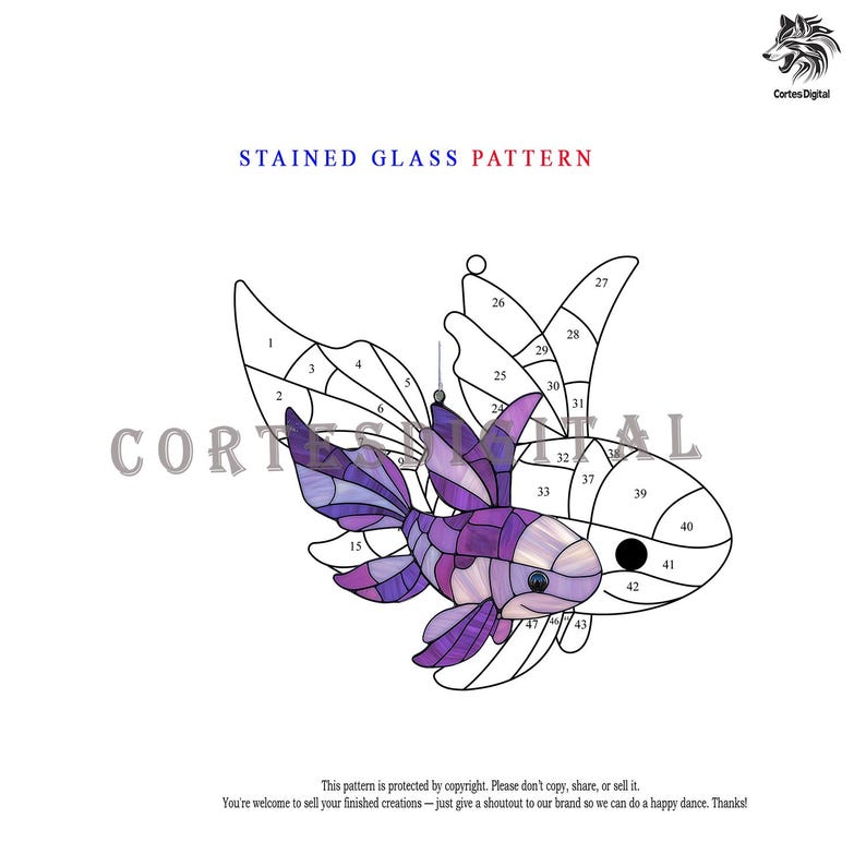 Purple Koi Fish Stained Glass Pattern – Digital Download Suncatcher ...