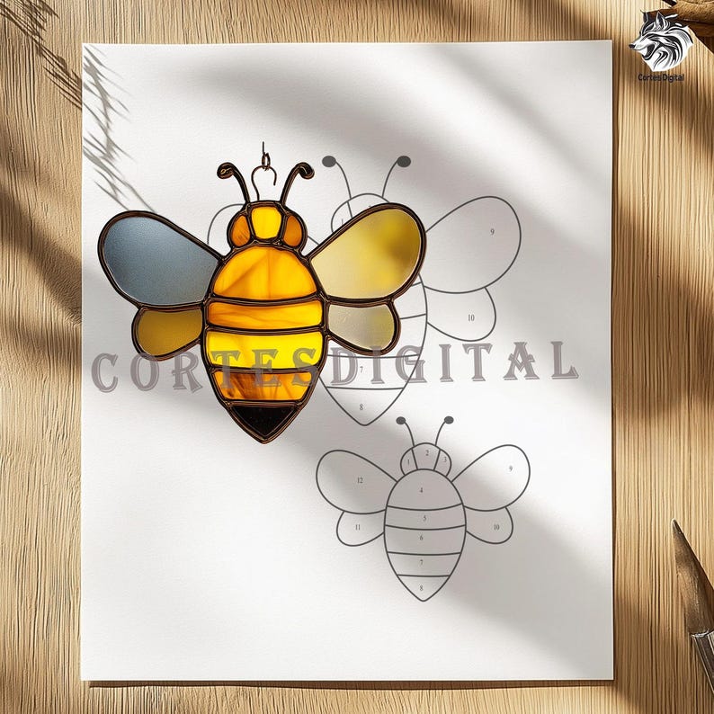 Cute Bee Stained Glass Pattern - Garden Suncatcher Template, Honeybee ...