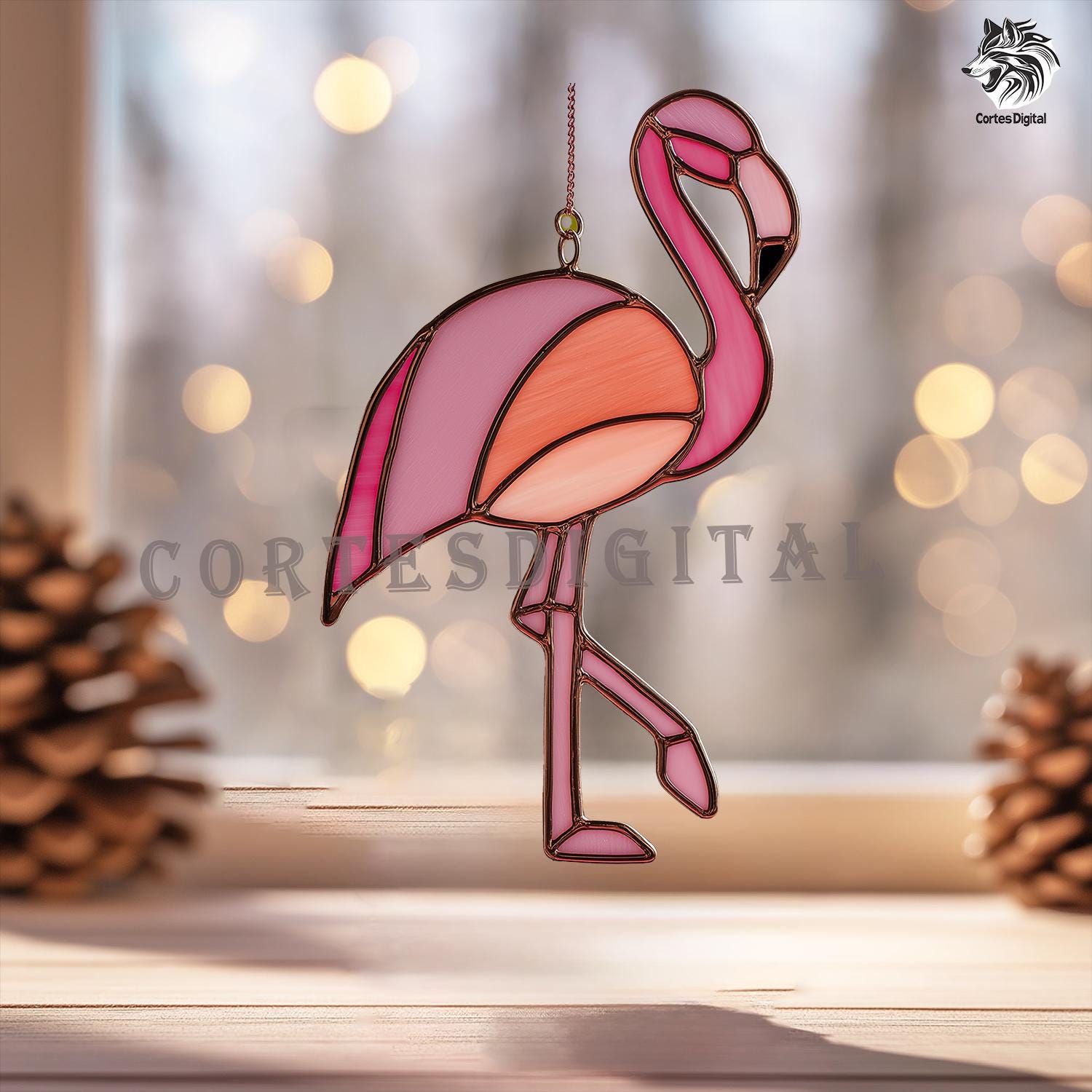 BI107- Flamingo Stained Glass Pattern, Bird Suncatcher Template, Diy ...