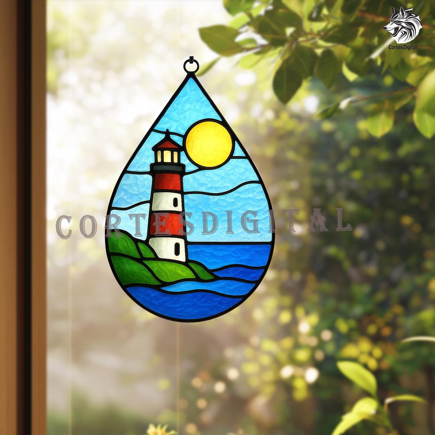 Lighthouse Stained Glass Pattern, Ocean Coastal Suncatcher Template ...