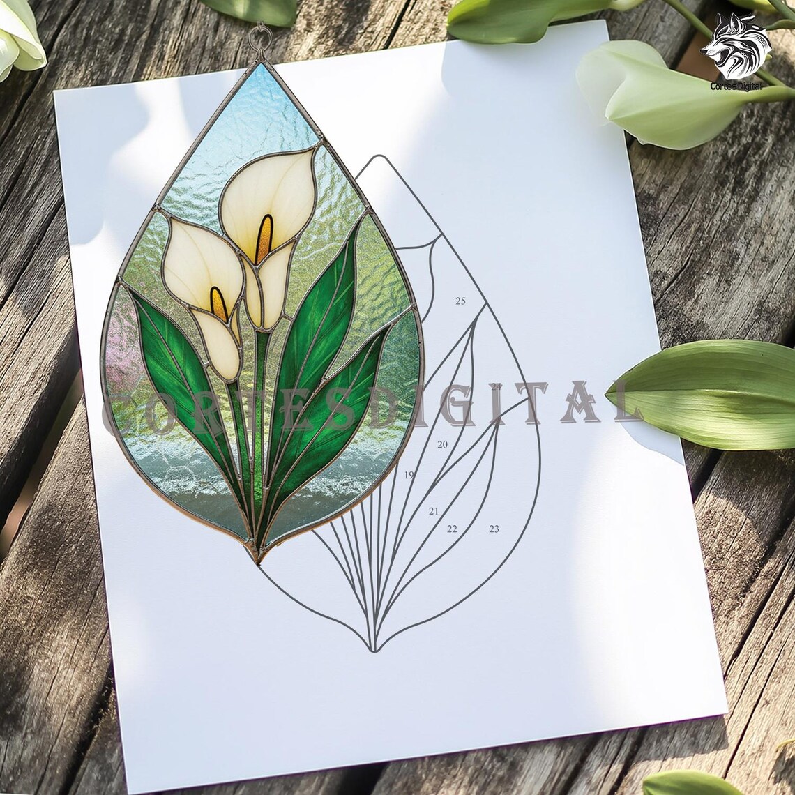 Calla Lily Stained Glass Pattern, Teardrop Suncatcher Template (PDF SVG ...