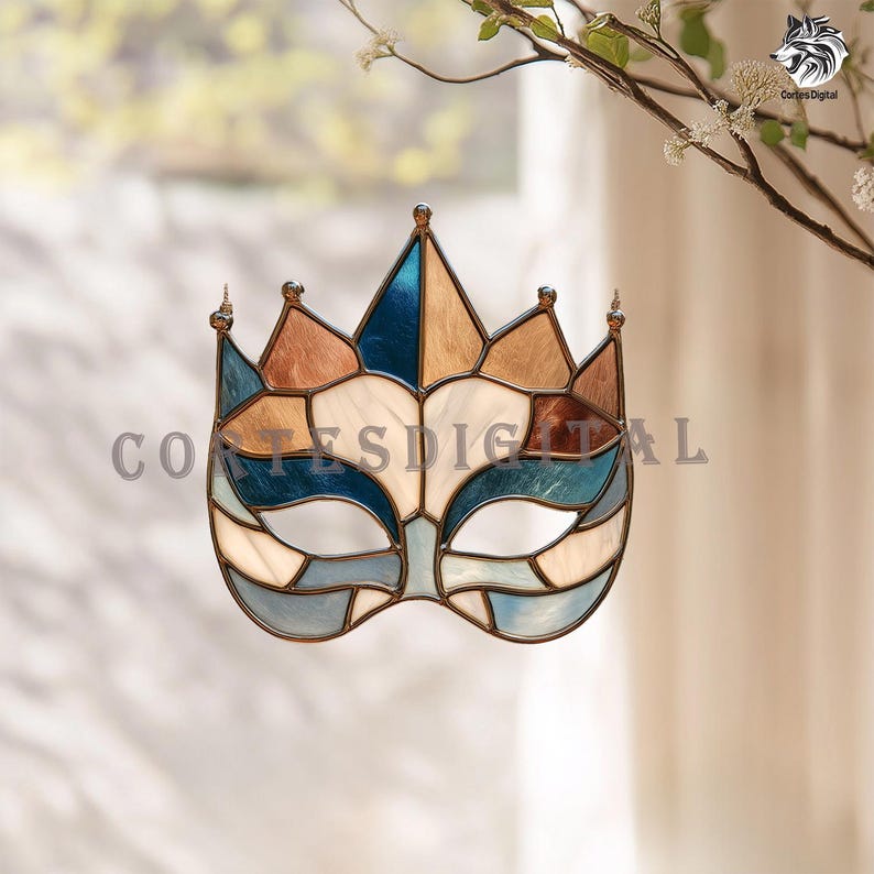 Crown Masquerade Mask Stained Glass Pattern, Elegant Beginner ...