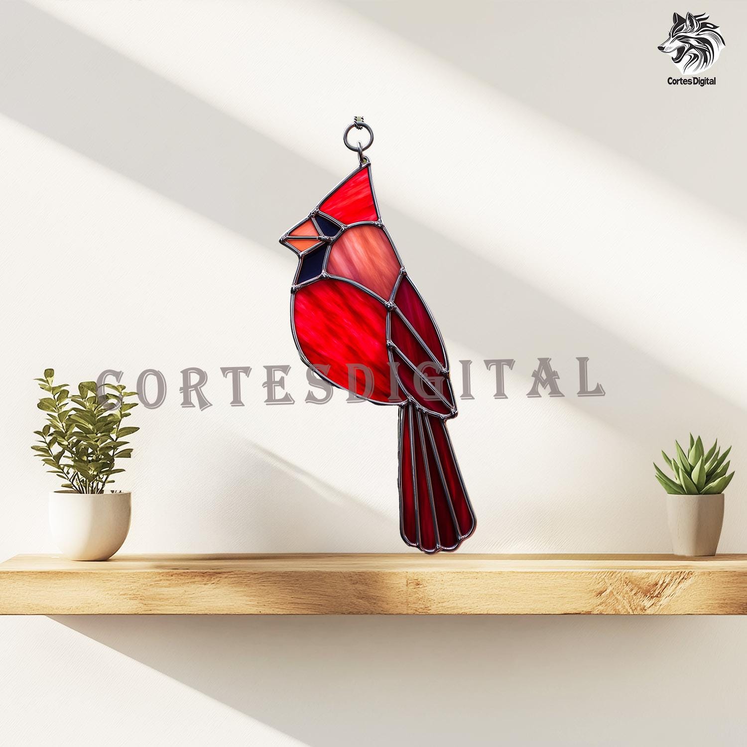 Set of 3 Red Cardinal Stained Glass Patterns, Bird Suncatcher Template ...
