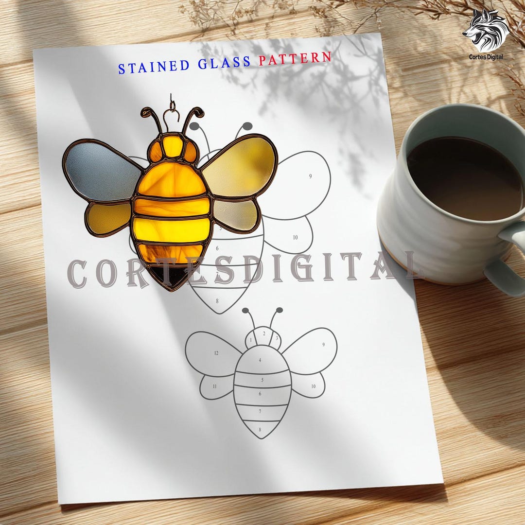 Cute Bee Stained Glass Pattern - Garden Suncatcher Template, Honeybee ...