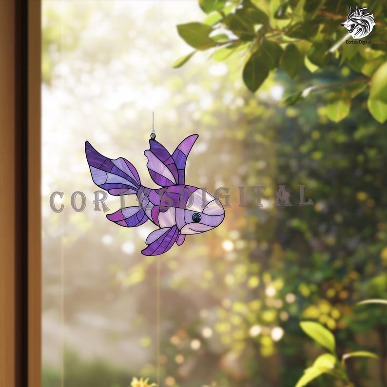 Purple Koi Fish Stained Glass Pattern – Digital Download Suncatcher ...