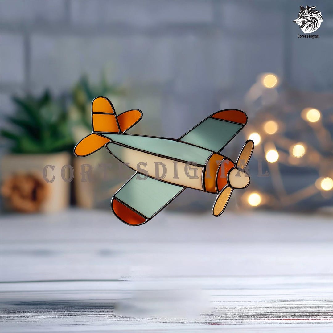 Airplane Stained Glass Pattern, Cute Plane Suncatcher Template ...
