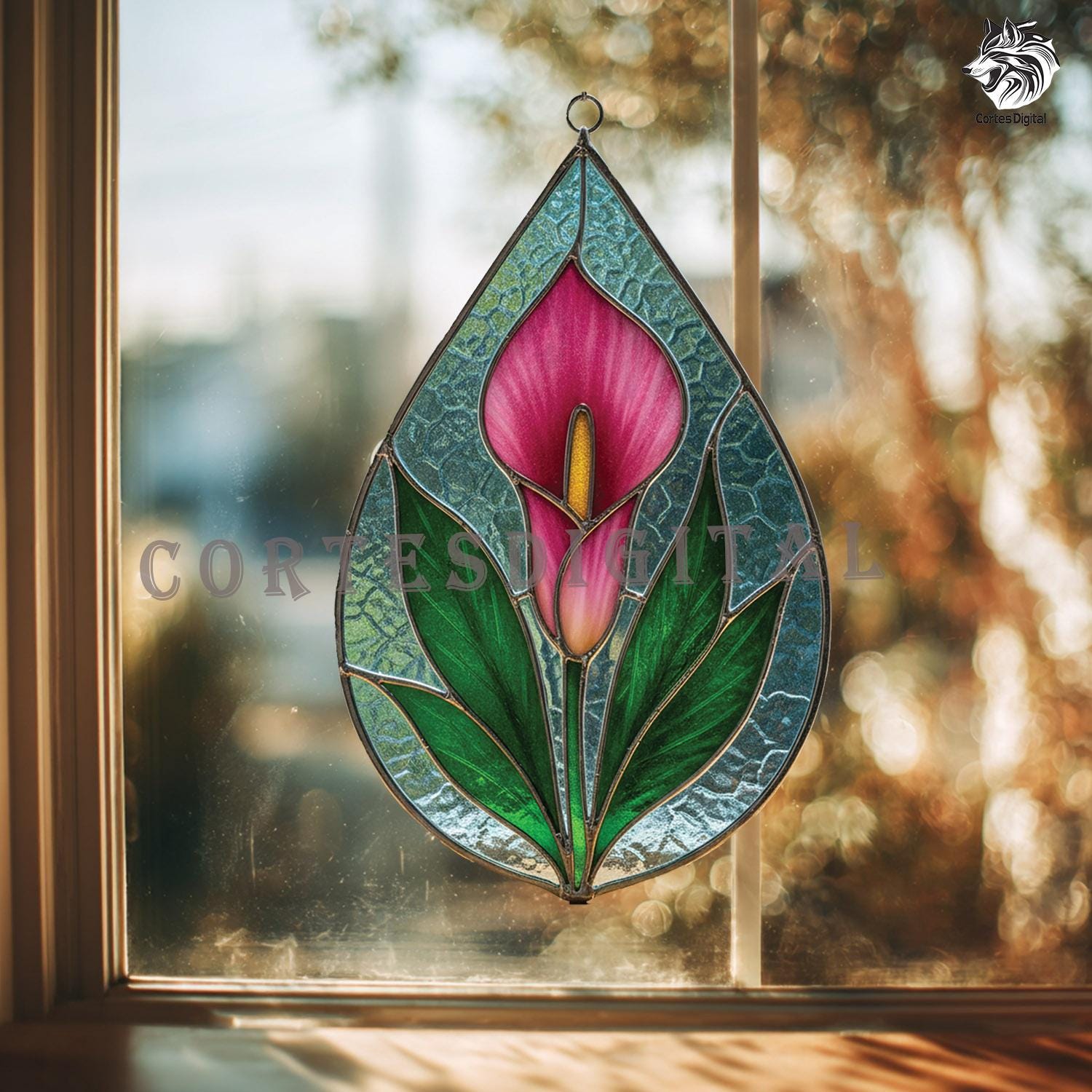 Calla Lily Stained Glass Pattern, Floral Teardrop Suncatcher Template ...