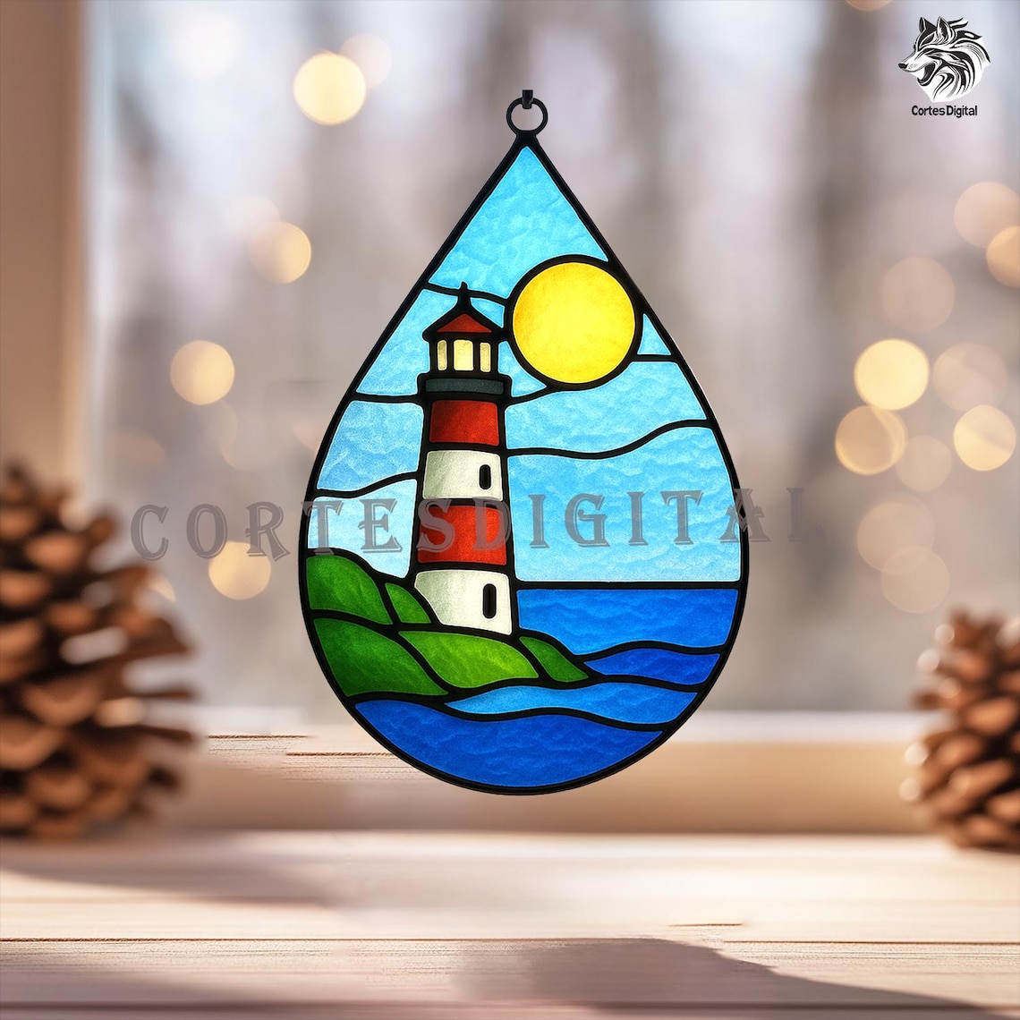 Lighthouse Stained Glass Pattern, Ocean Coastal Suncatcher Template ...