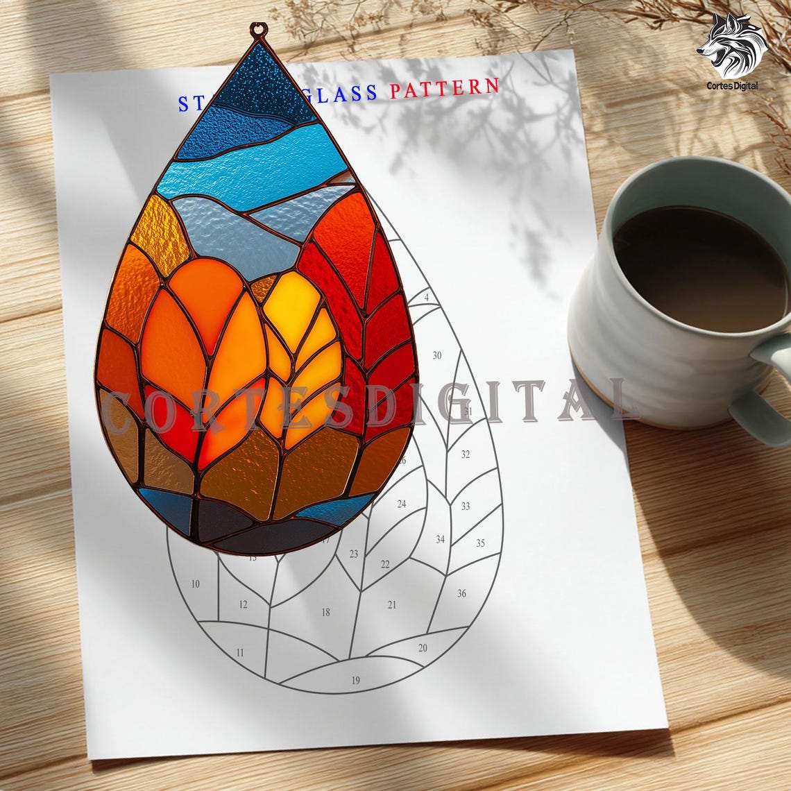 Teardrop Landscape Stained Glass Pattern, Autumn Trees Design – Nature ...