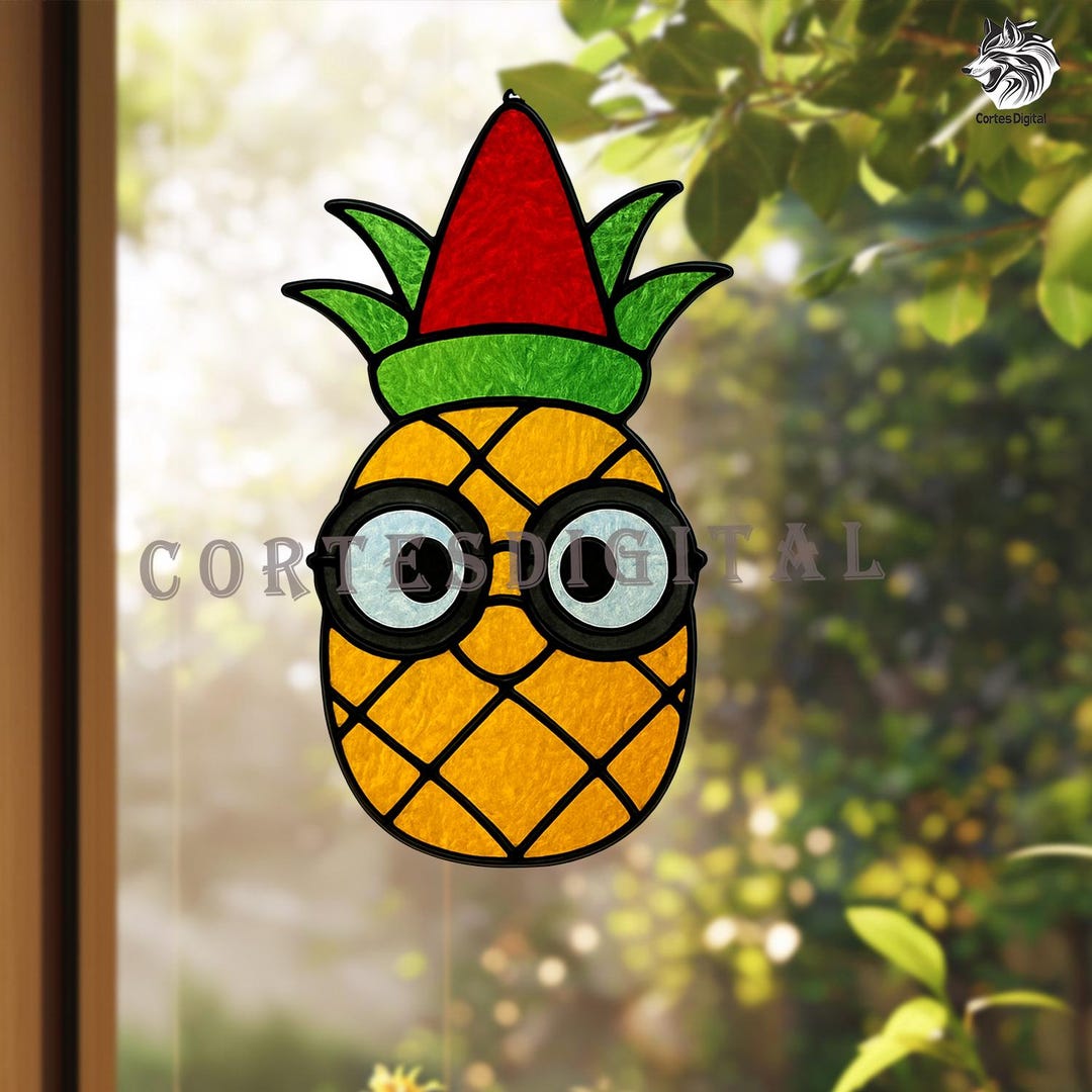 Pineapple Stained Glass Pattern – Fruit Suncatcher Template, DIY Window ...