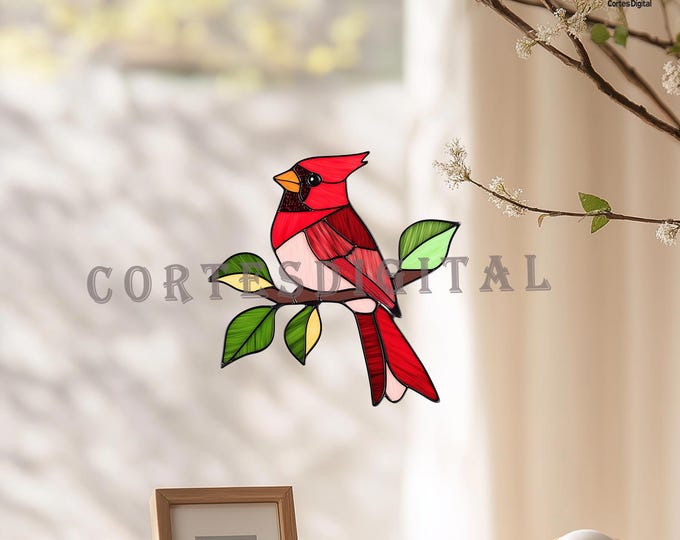 Pattern Red Cardinal Bird Stained Glass, Cardinal Bird Stained Glass ...