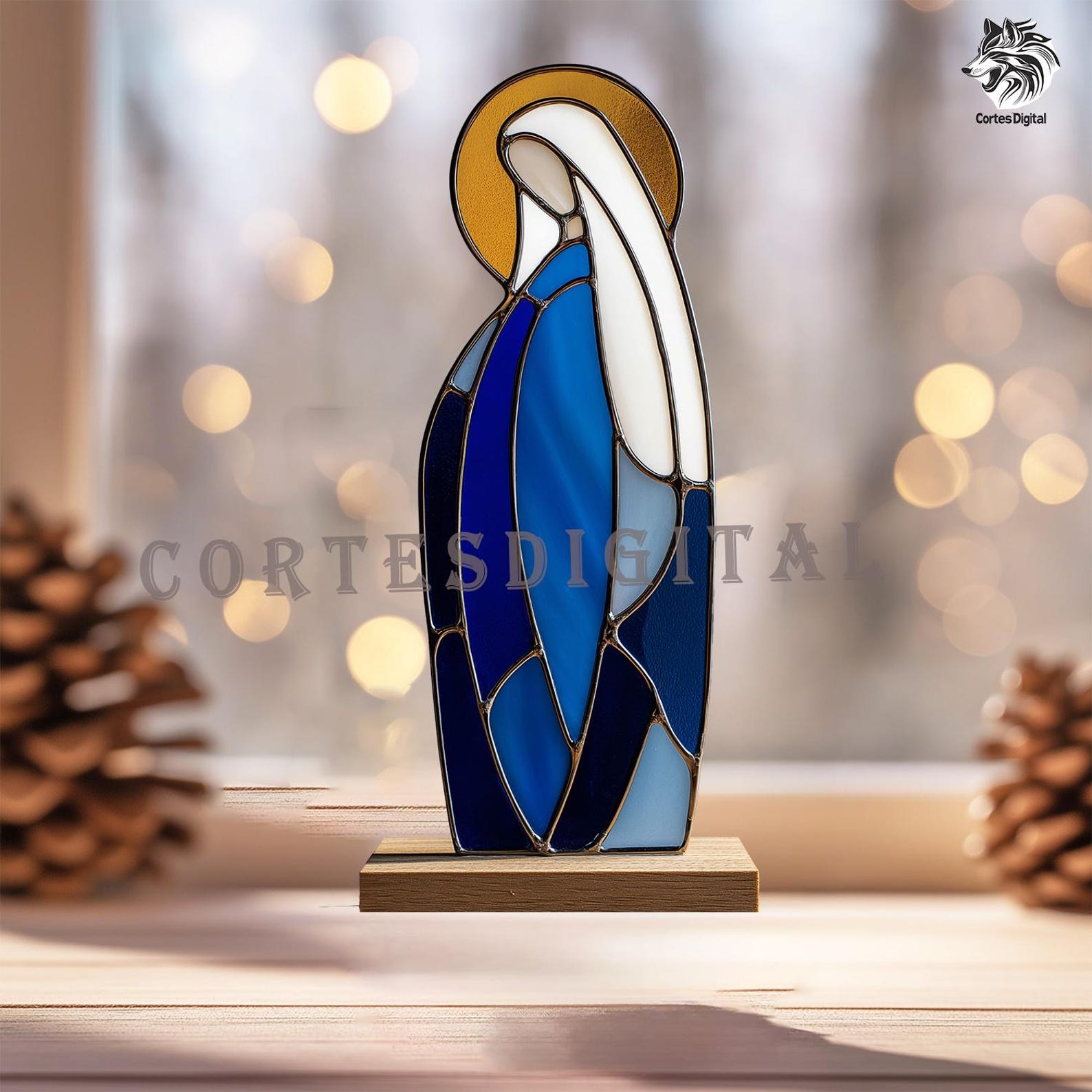 Virgin Mary Stained Glass Pattern, Marian Suncatcher Template, DIY ...