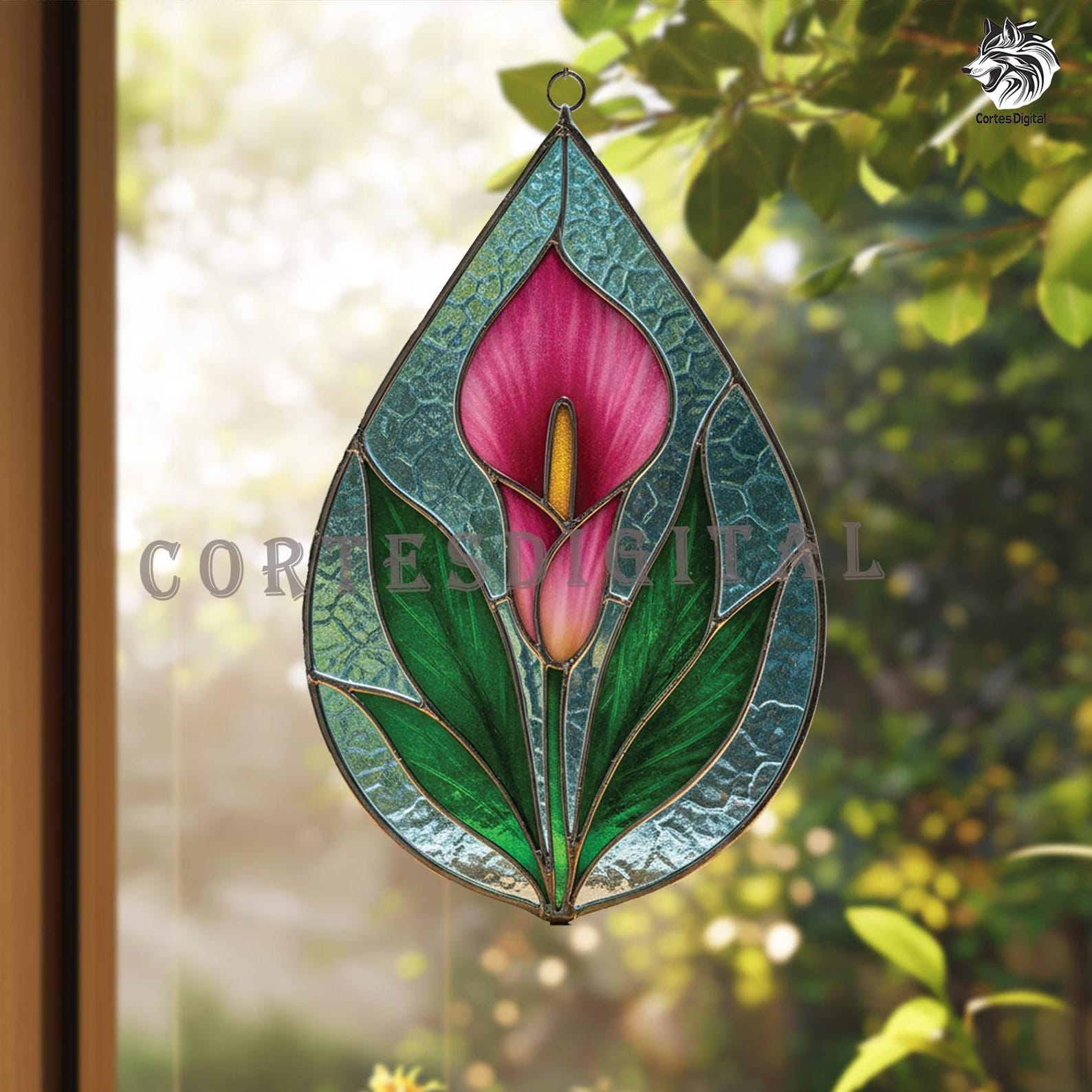 Calla Lily Stained Glass Pattern, Floral Teardrop Suncatcher Template ...
