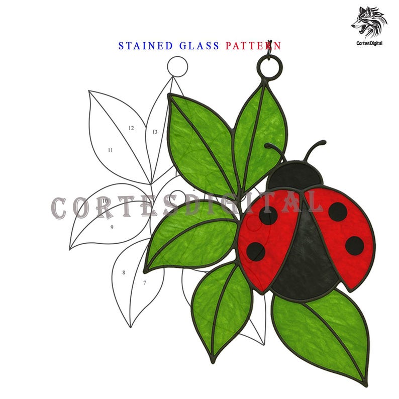 Ladybug Stained Glass Pattern PDF • Leaf Bug Suncatcher Template • DIY ...