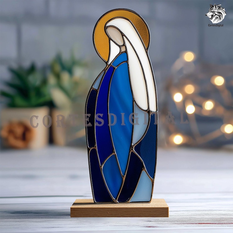 Virgin Mary Stained Glass Pattern, Marian Suncatcher Template, DIY ...