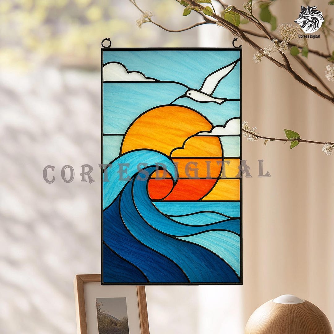 Sunrise Over the Ocean Stained Glass Pattern PDF – Ocean Coastal ...