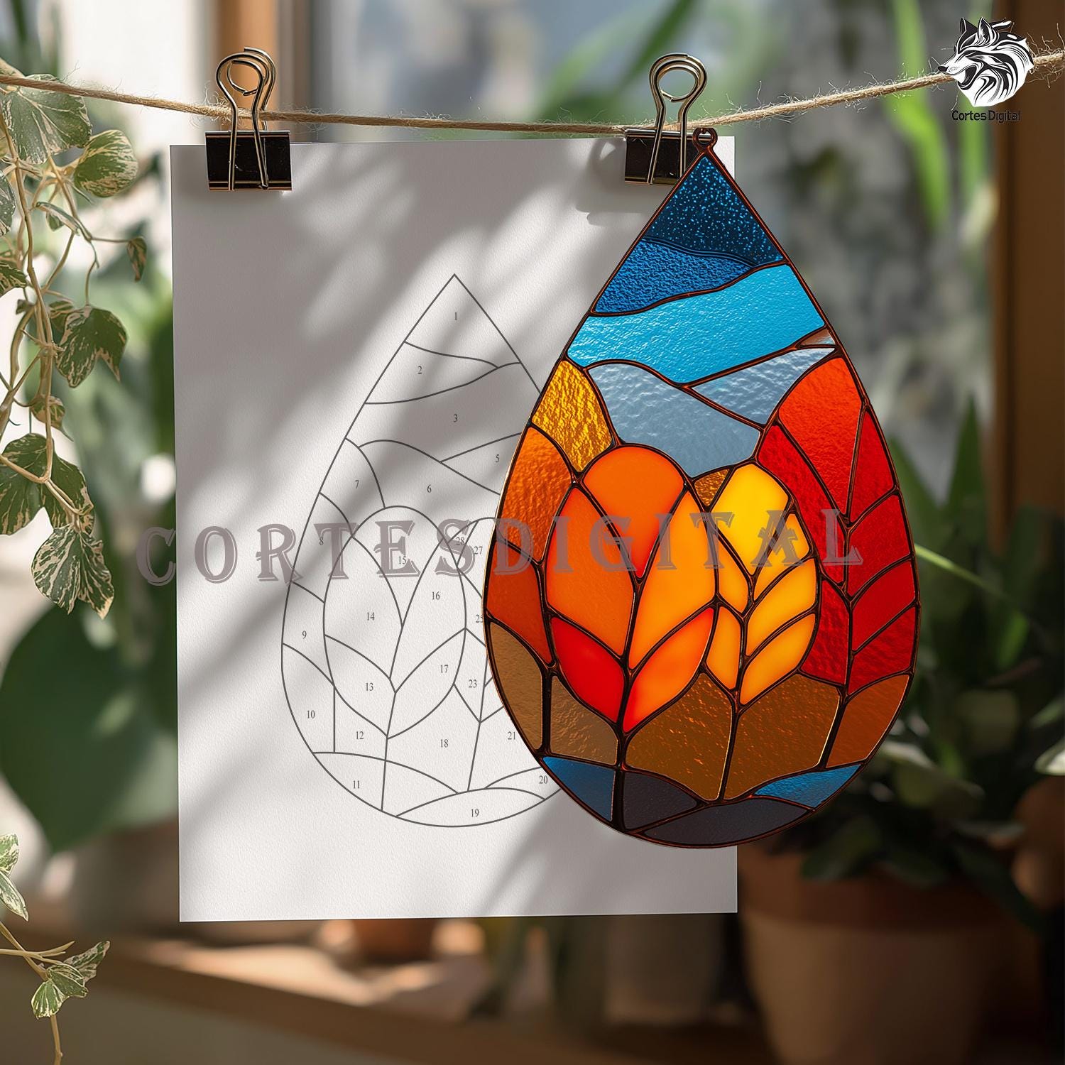 Teardrop Landscape Stained Glass Pattern, Autumn Trees Design – Nature ...