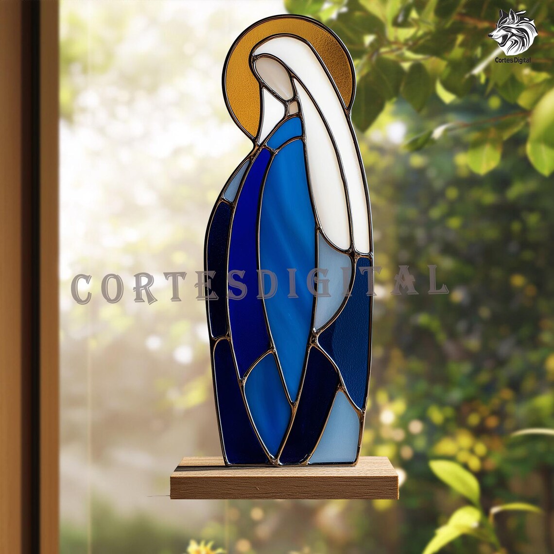 Virgin Mary Stained Glass Pattern, Marian Suncatcher Template, DIY ...
