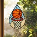 PA139 Basketball Hoop Stained Glass Pattern, Teardrop Sports Suncatcher ...