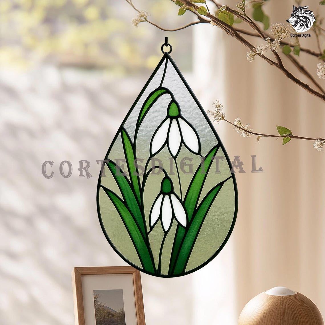 Snowdrop Teardrop Stained Glass Pattern – DIY Floral Suncatcher for ...