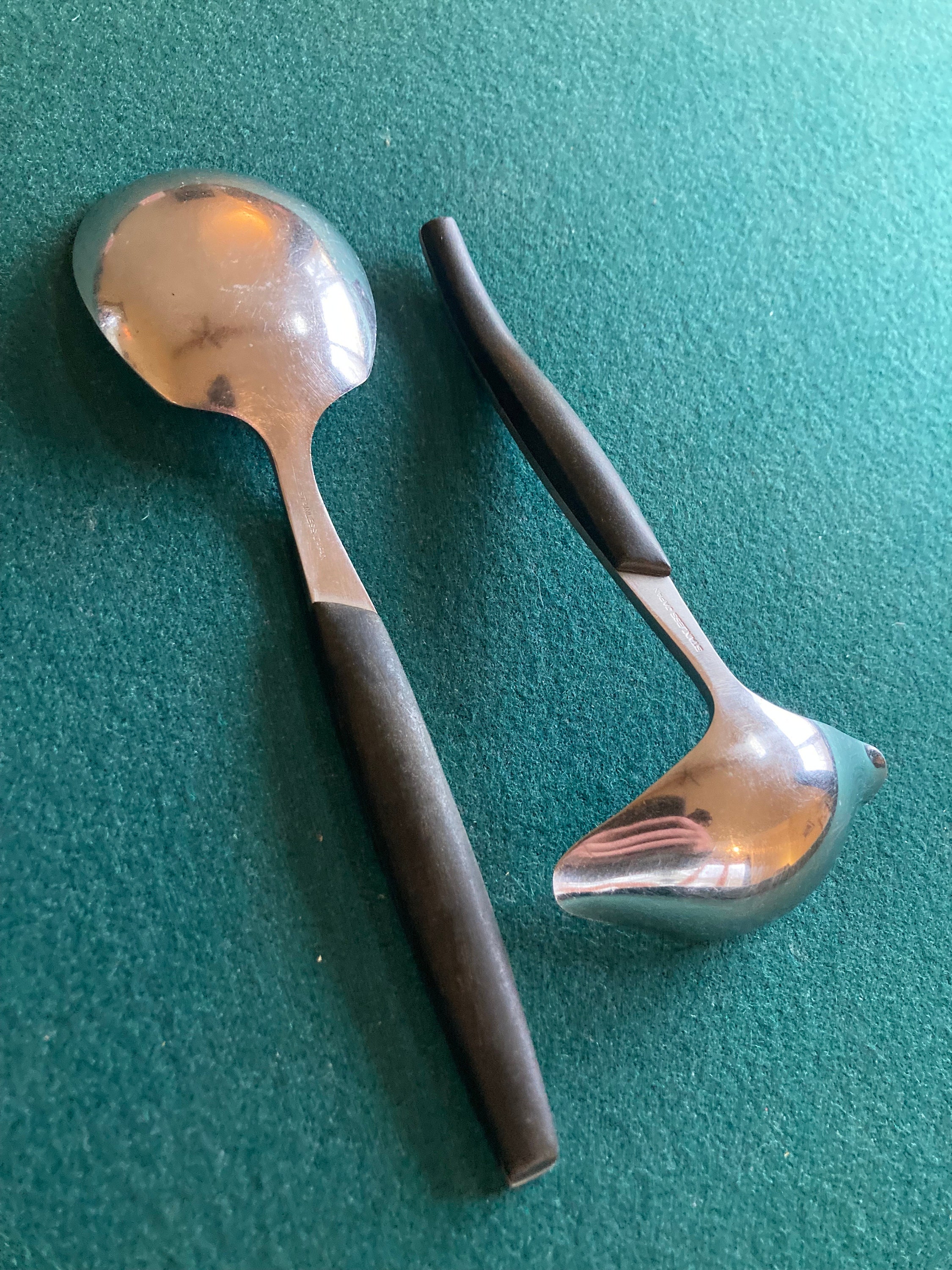 1960's Mar-crest Stainless Serving Spoon and Ladle Ebony Elegance Japan ...