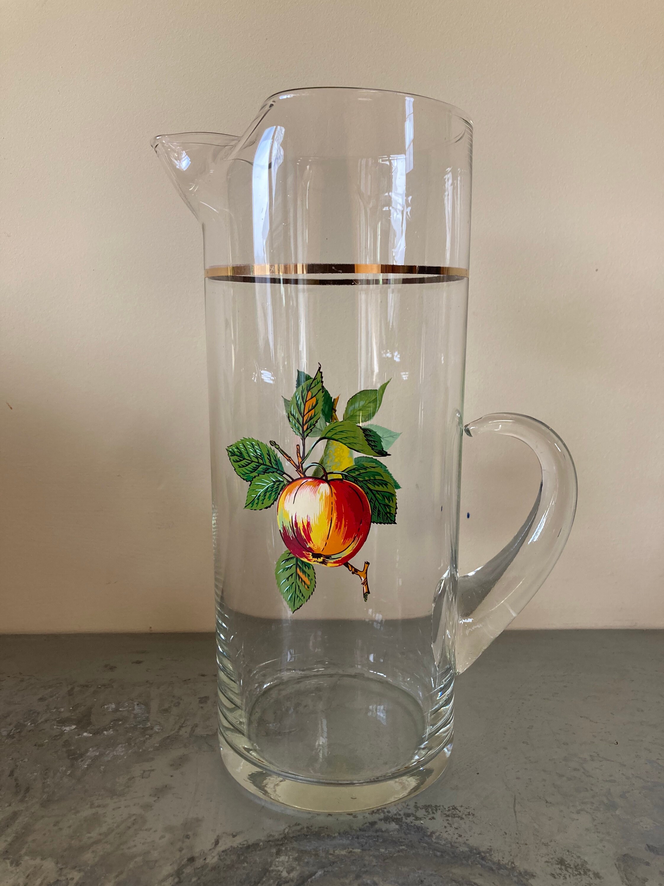 Vintage 22k Gold Orchard Fruit Pitcher and 5 Glasses Set - Etsy