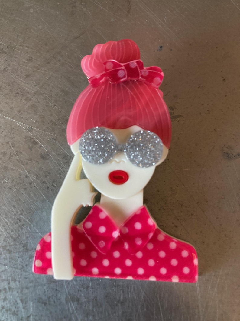 Retro Acrylic Vintage Lady Brooch Pin - Etsy