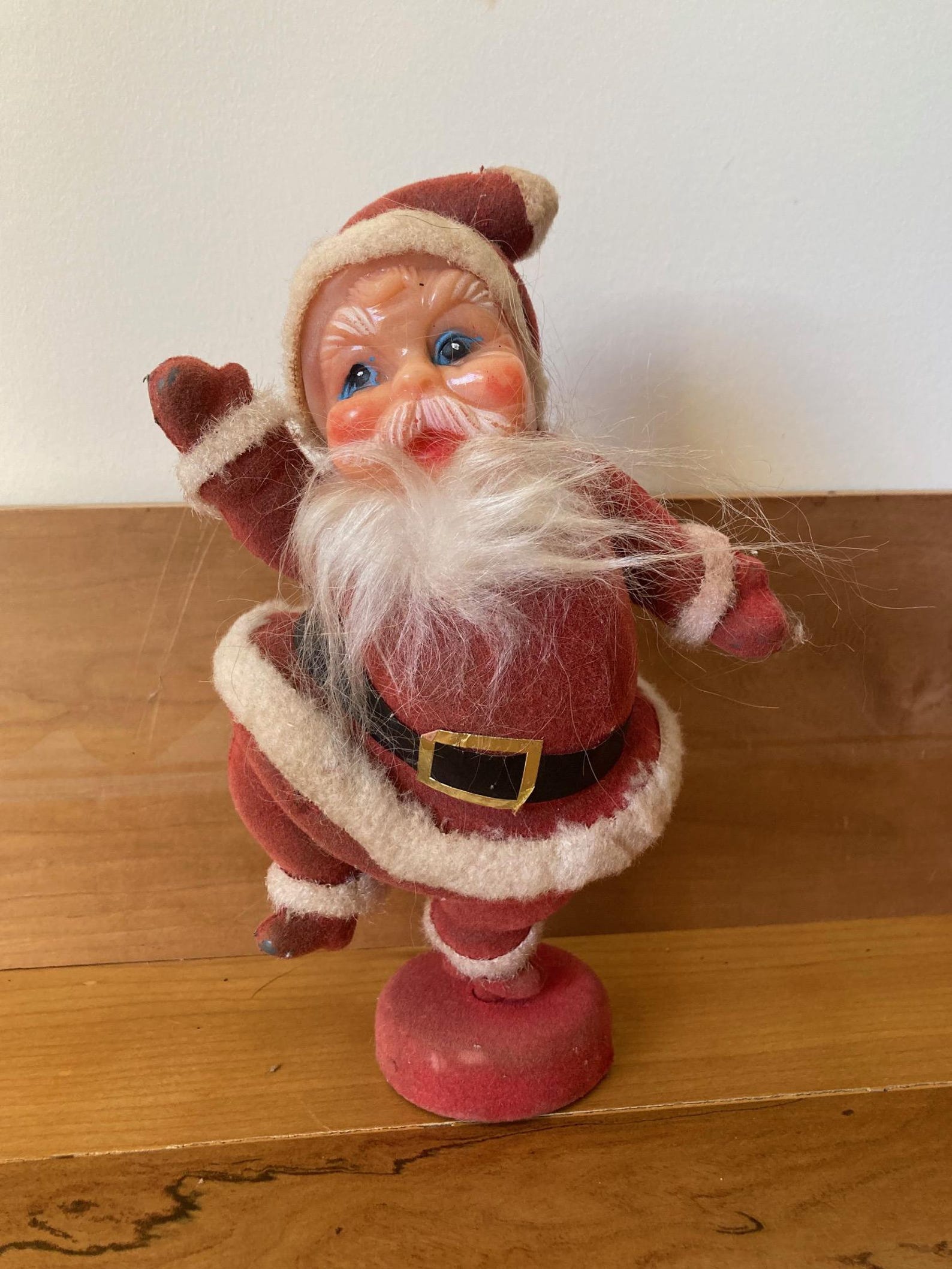 Vintage Flocked Dancing Santa Table Top - Etsy